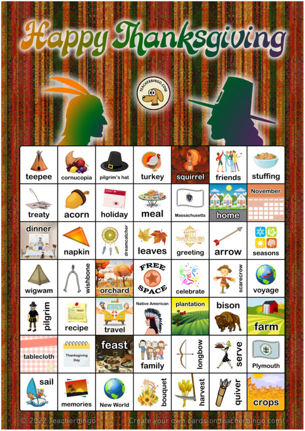 Thanksgiving Bingo Historical 7x7 (100 pages + call sheet) | Made By ...