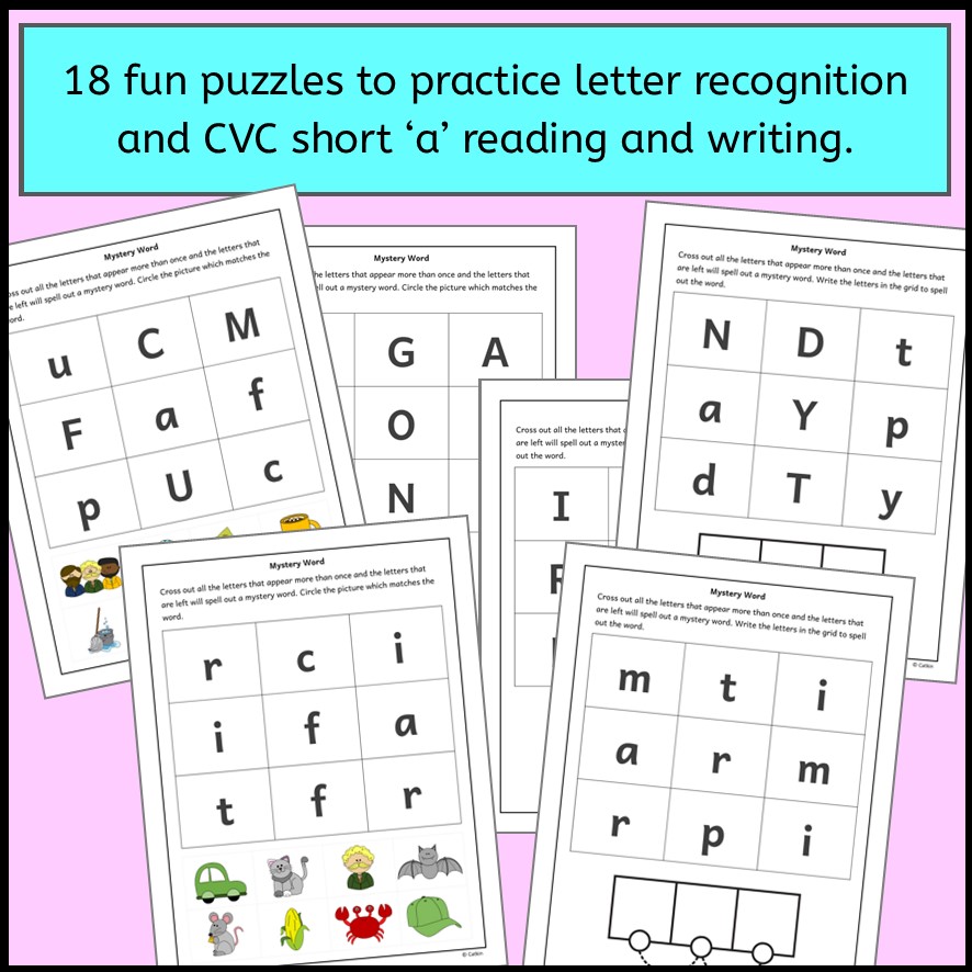Letter Recognition and CVC (short 'a') Mystery Word Puzzle Activity ...