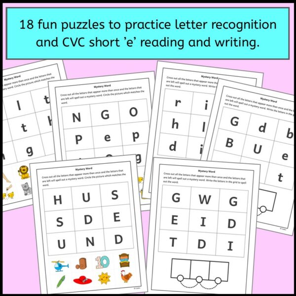 Letter Recognition and CVC (short 'e') Mystery Word Puzzle Activity ...