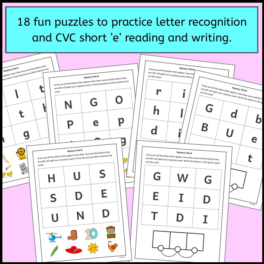 Letter Recognition and CVC (short 'e') Mystery Word Puzzle Activity ...