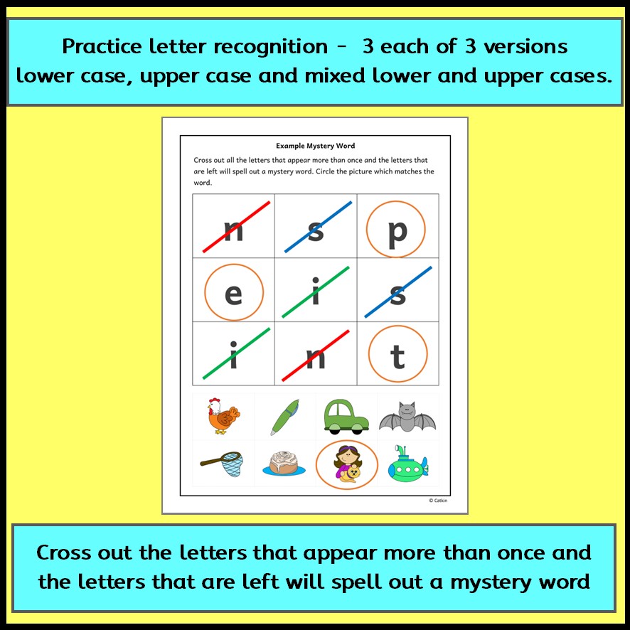 Letter Recognition and CVC (short 'e') Mystery Word Puzzle Activity ...