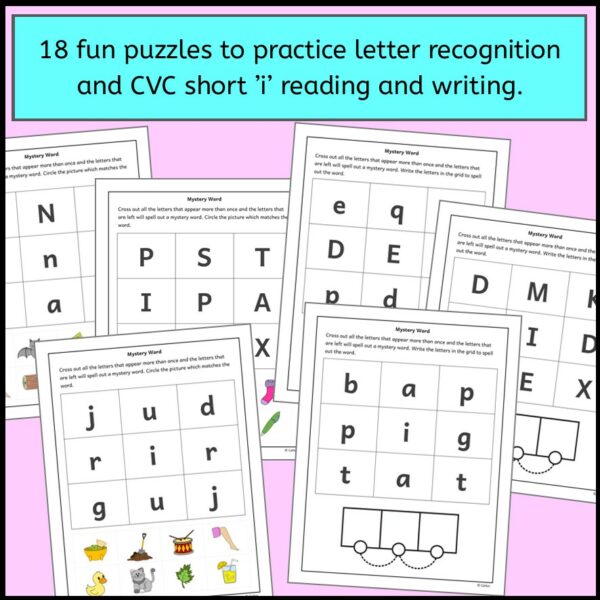 Letter Recognition and CVC (short 'i') Mystery Word Puzzle Activity ...