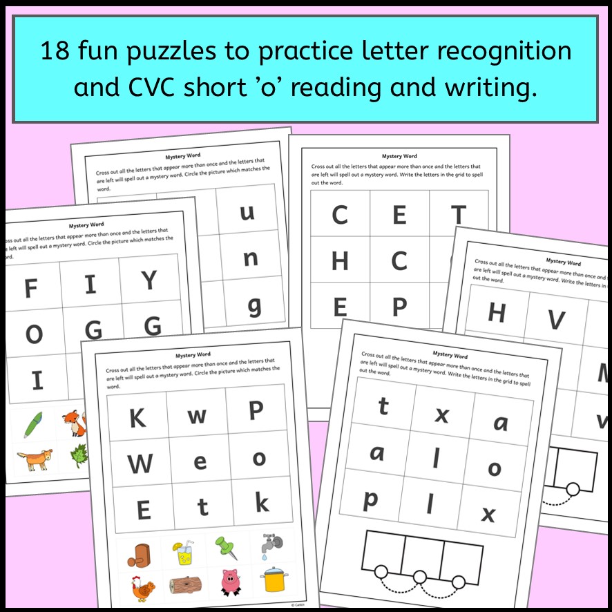 Letter Recognition and CVC (short 'o') Mystery Word Puzzle Activity ...