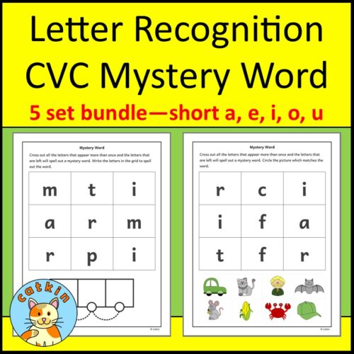 Letter Recognition and CVC Mystery Word Puzzle Activity Bundle | Made ...