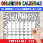Printable 12 Month Coloring Calendar Floral Pattern , Printable Flower ...