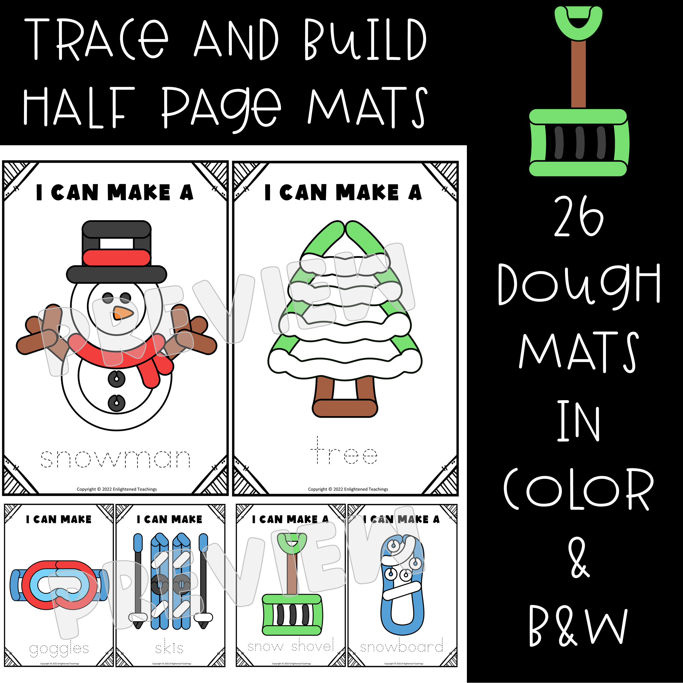 Winter Play Dough Mats Fine Motor Skills, Winter Playdough Mats ...