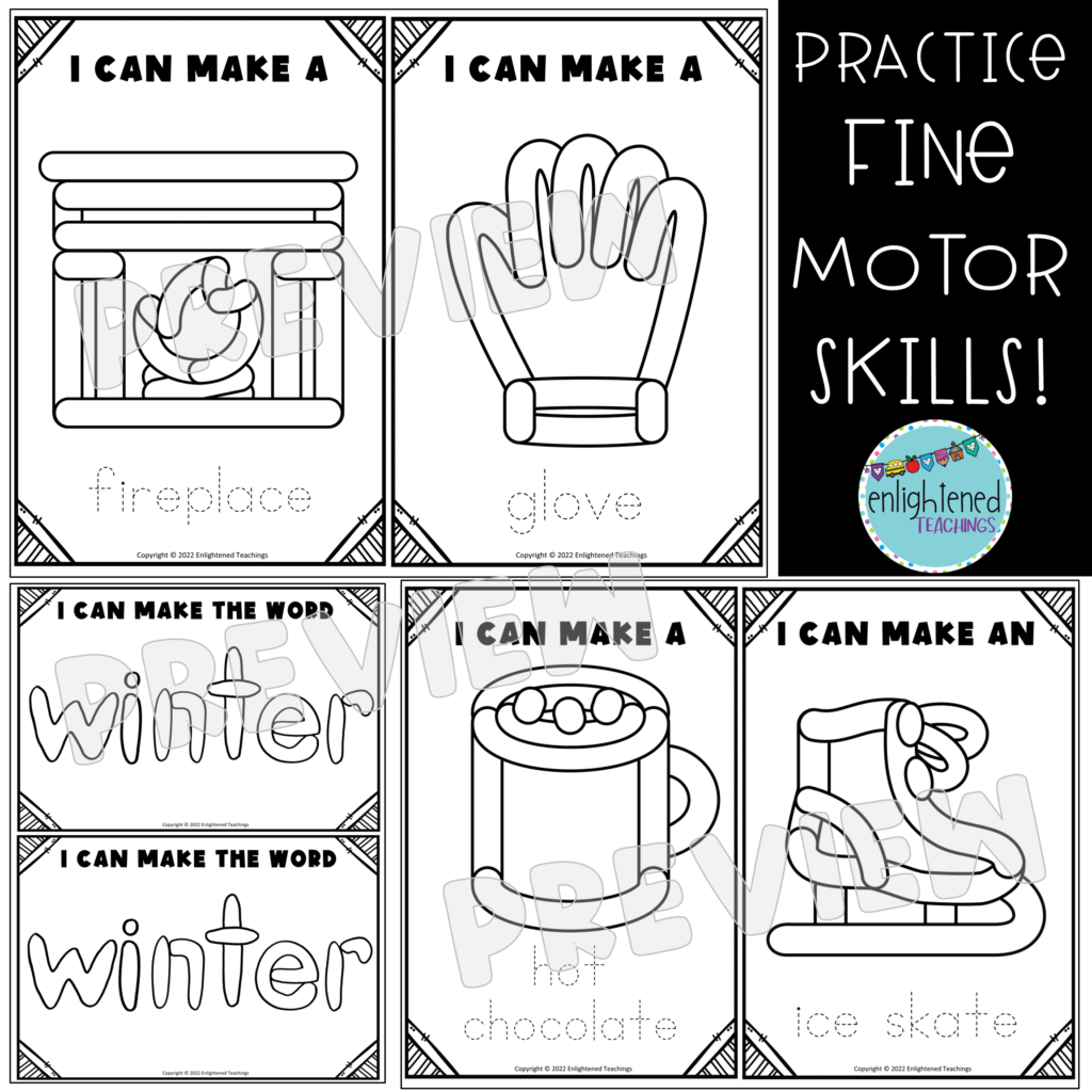 Winter Play Dough Mats Fine Motor Skills, Winter Playdough Mats ...