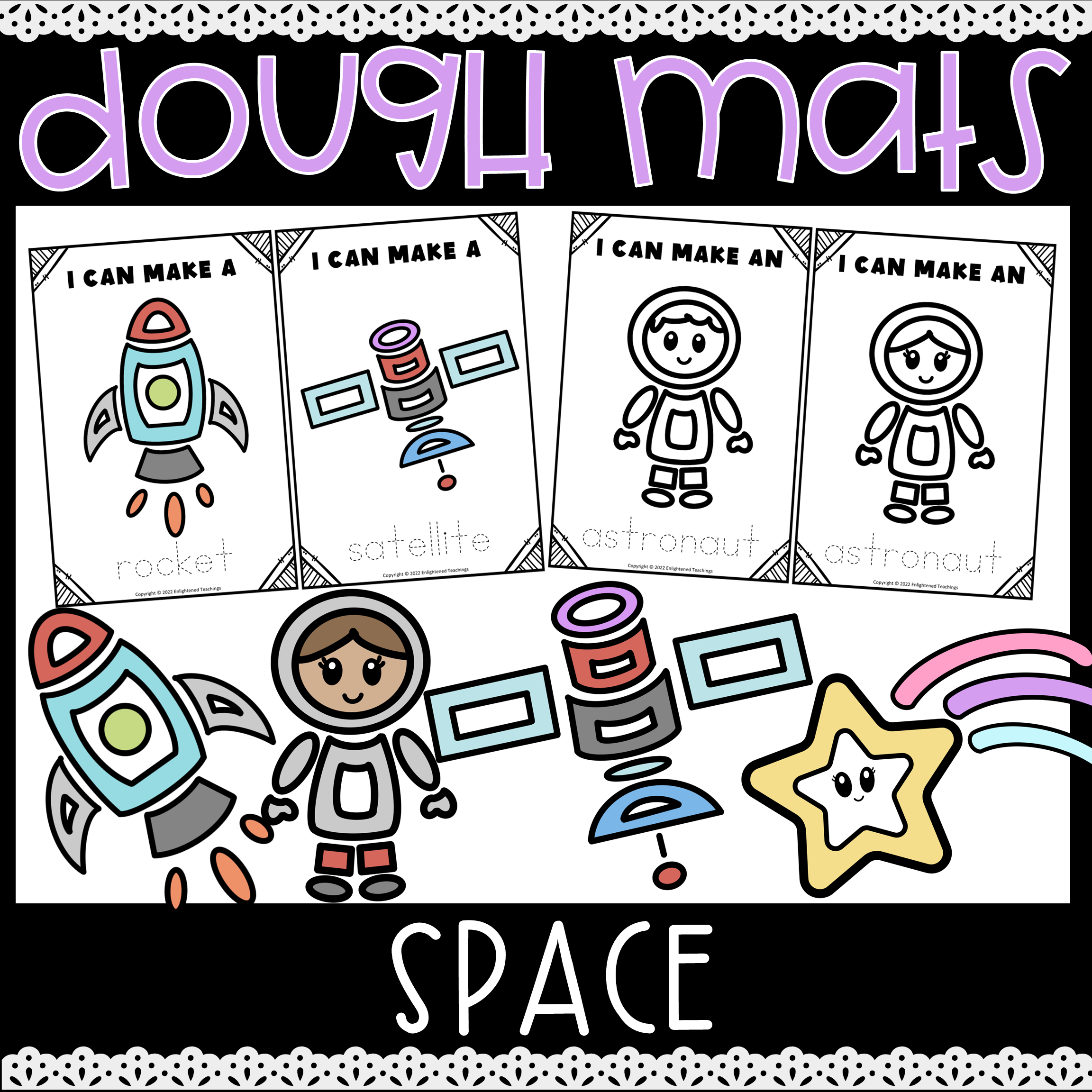 Space Play Dough Mats Fine Motor Skills, Space Playdough Mats, Space ...