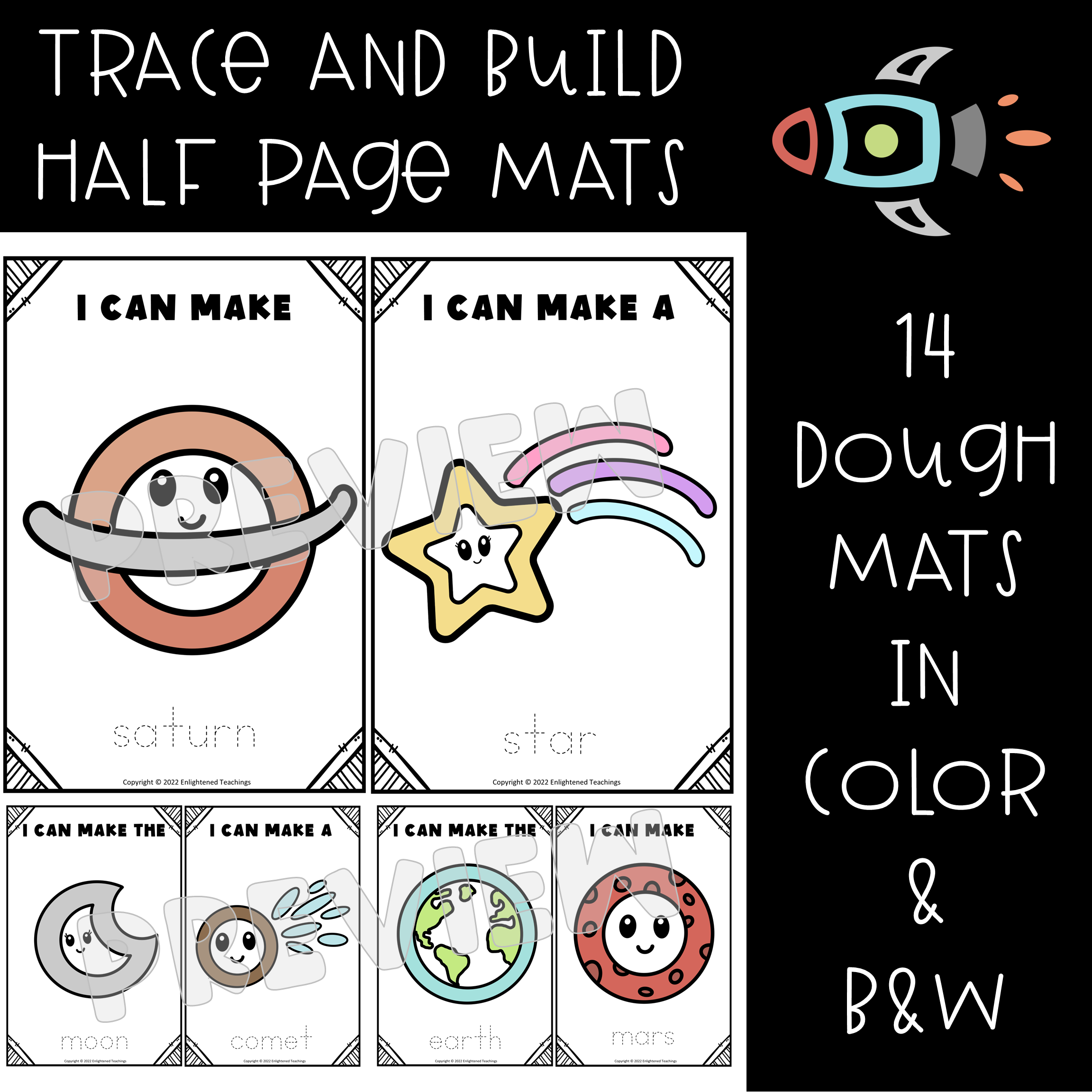 Space Play Dough Mats Fine Motor Skills, Space Playdough Mats, Space ...