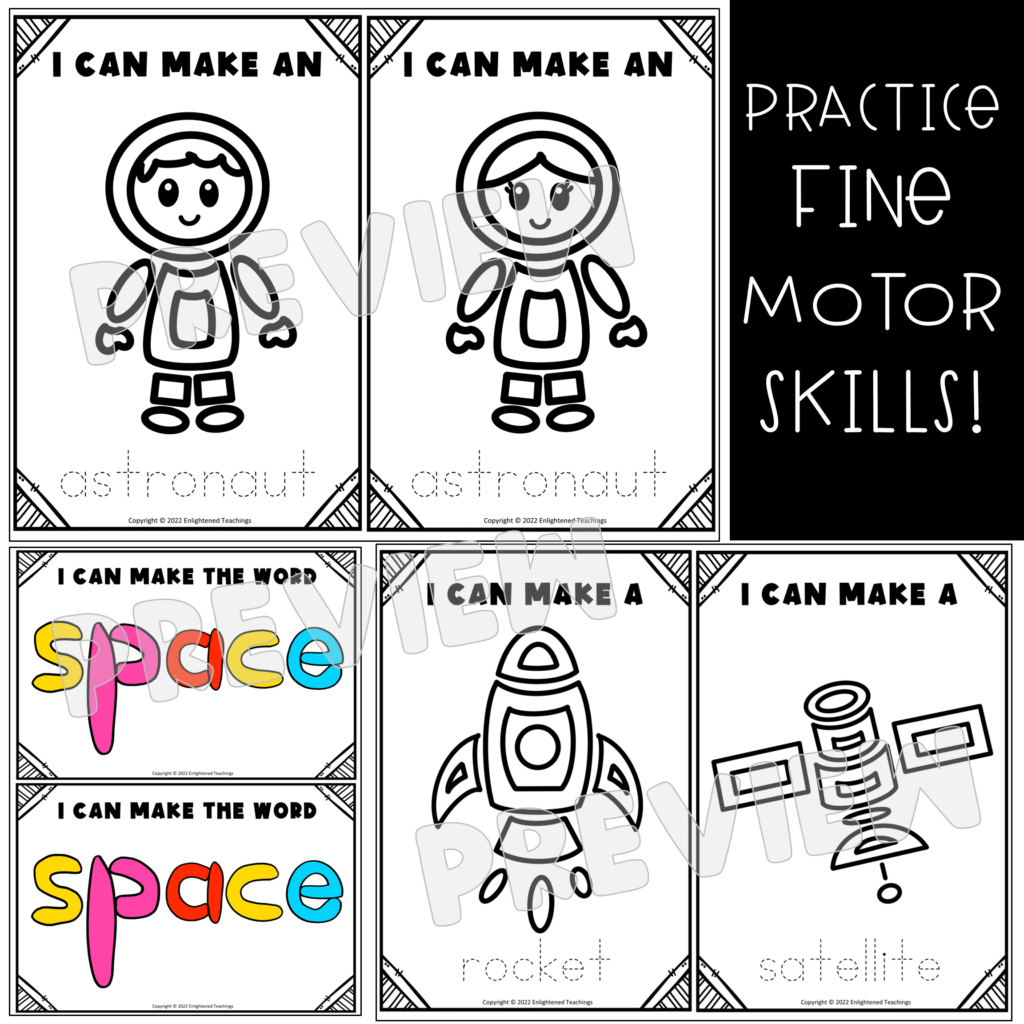 Space Play Dough Mats Fine Motor Skills, Space Playdough Mats, Space ...