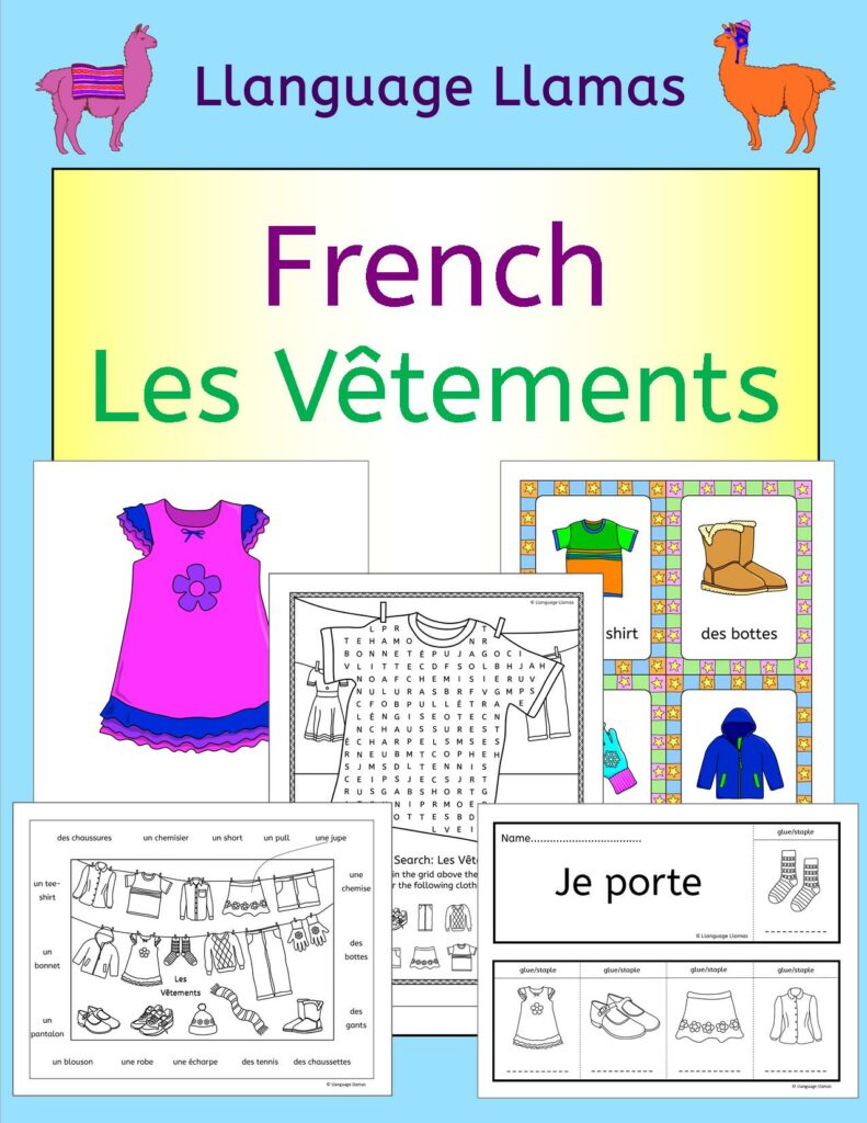 French Clothing - Les Vetements - Activities puzzles games and more ...