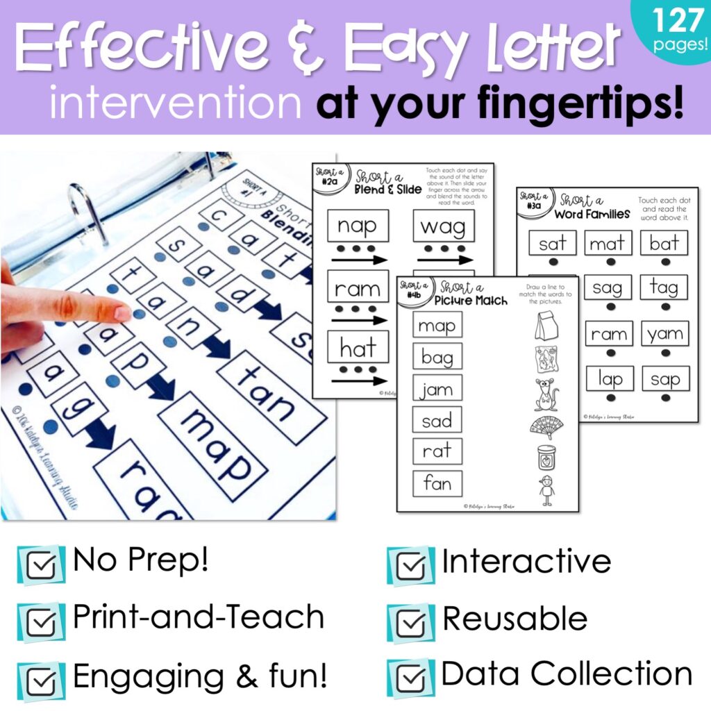 1st Grade CVC Words Intervention Binder and Activities - Made By Teachers