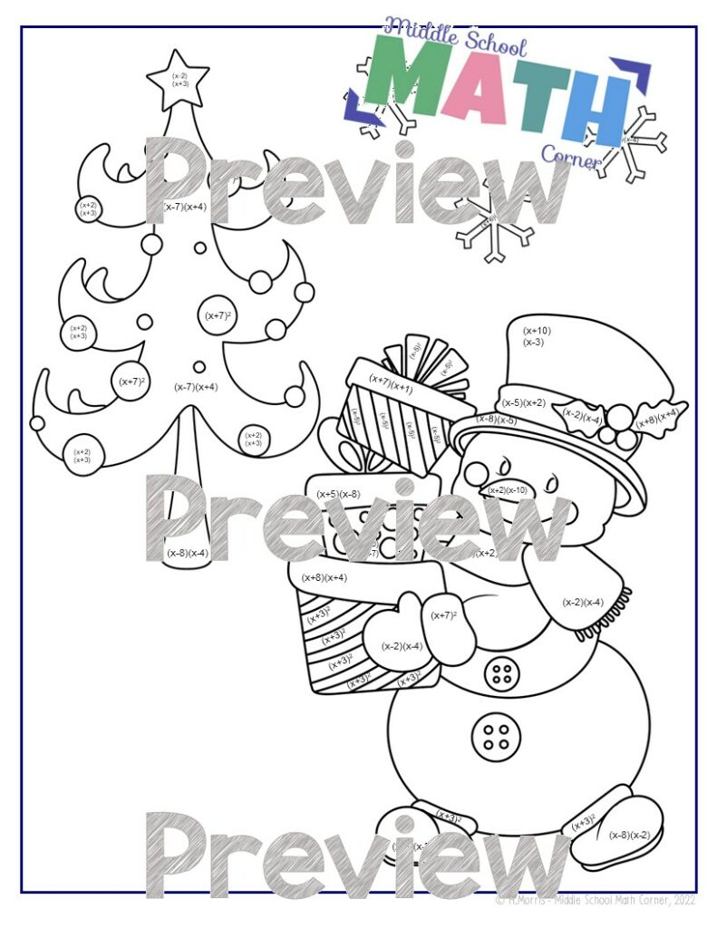 Christmas and Winter Factoring Polynomials, Polynomial Expressions a=1 ...