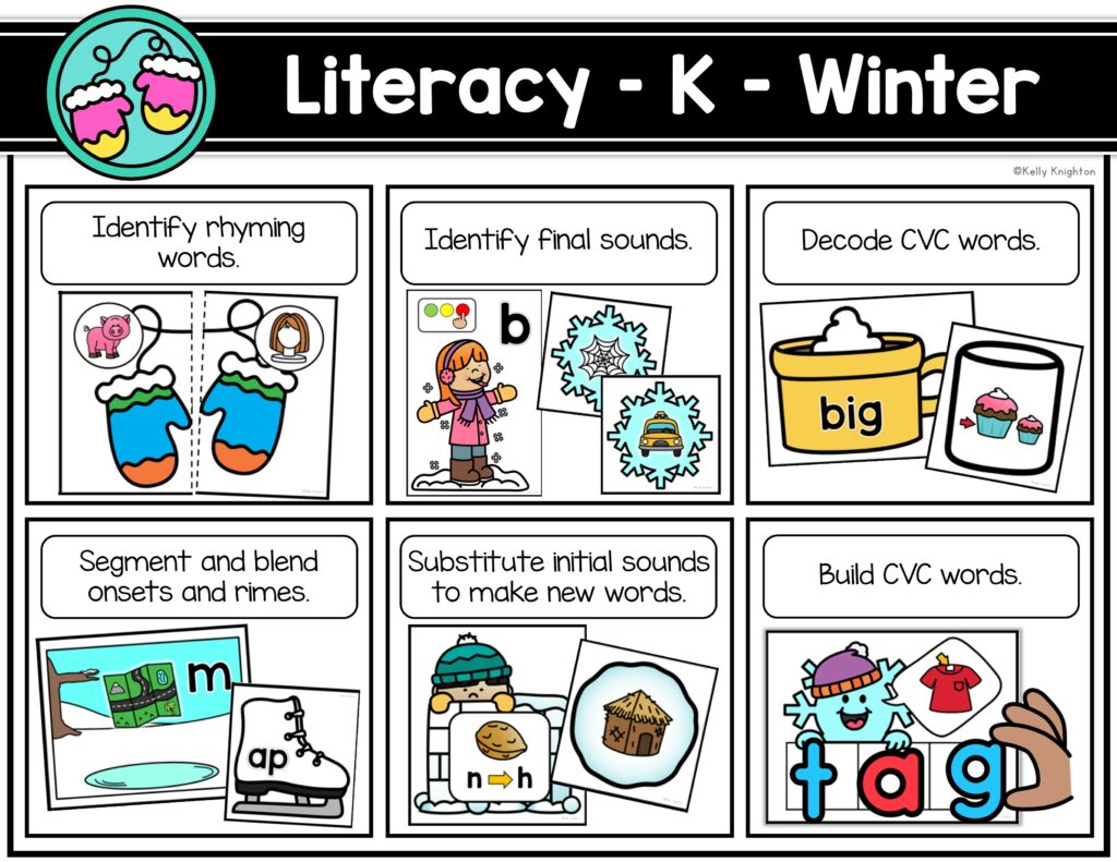 Kindergarten Literacy Centers - Winter Themed | Made By Teachers