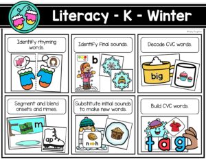 Kindergarten Literacy Centers - Winter Themed | Made By Teachers