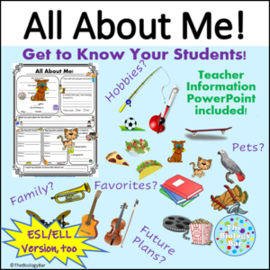All About Me Student Information Sheet for All Students including ESL ...