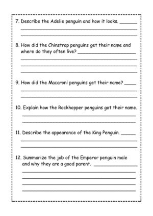 Penguin Facts Mini Book Reading Comprehension | Made By Teachers