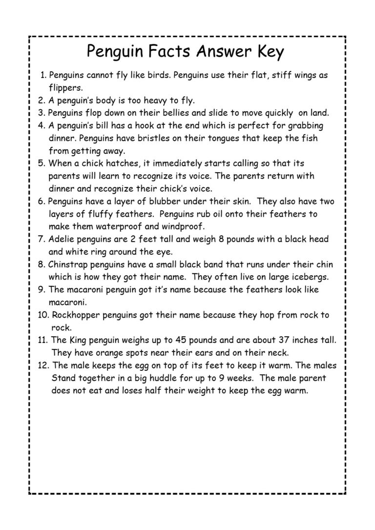 Penguin Facts Mini Book Reading Comprehension | Made By Teachers