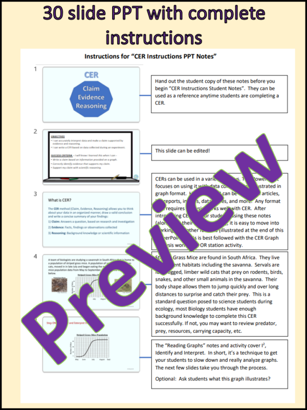 Science CER Instructions Practice PPT and Worksheets | Made By Teachers