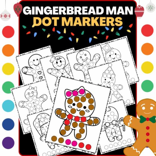 Gingerbread man Dot markers,Bingo dabbers ,Winter coloring pages for ...