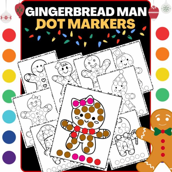 Gingerbread man Dot markers,Bingo dabbers ,Winter coloring pages for ...
