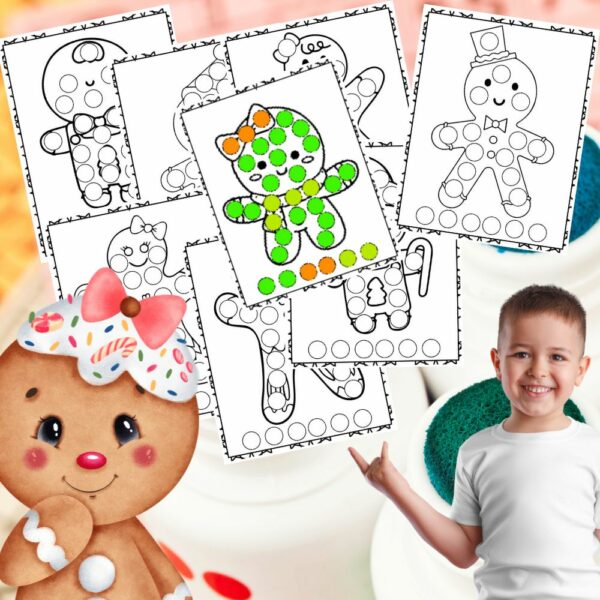 Gingerbread man Dot markers,Bingo dabbers ,Winter coloring pages for ...