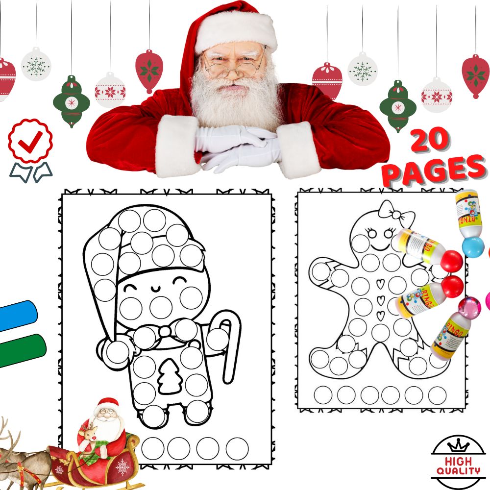Gingerbread man Dot markers,Bingo dabbers ,Winter coloring pages for ...