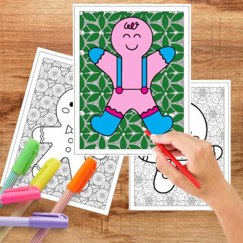 Gingerbread Zentangle Mandala Coloring Pages,Winter mindfulness stress ...