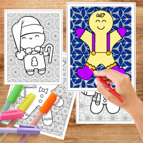 Gingerbread Zentangle Mandala Coloring Pages,Winter mindfulness stress ...