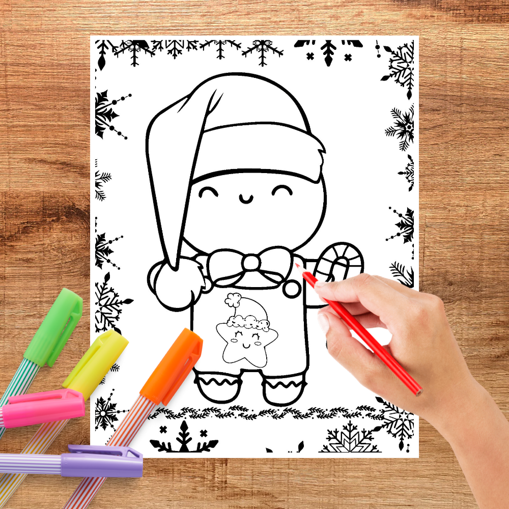 Gingerbread Zentangle Mandala Coloring Pages,Winter mindfulness stress ...