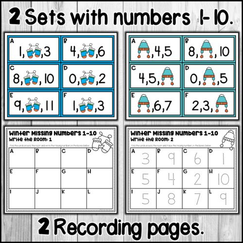 Winter Missing Numbers 1 to 20 Write the Room | Math Center | Made By ...