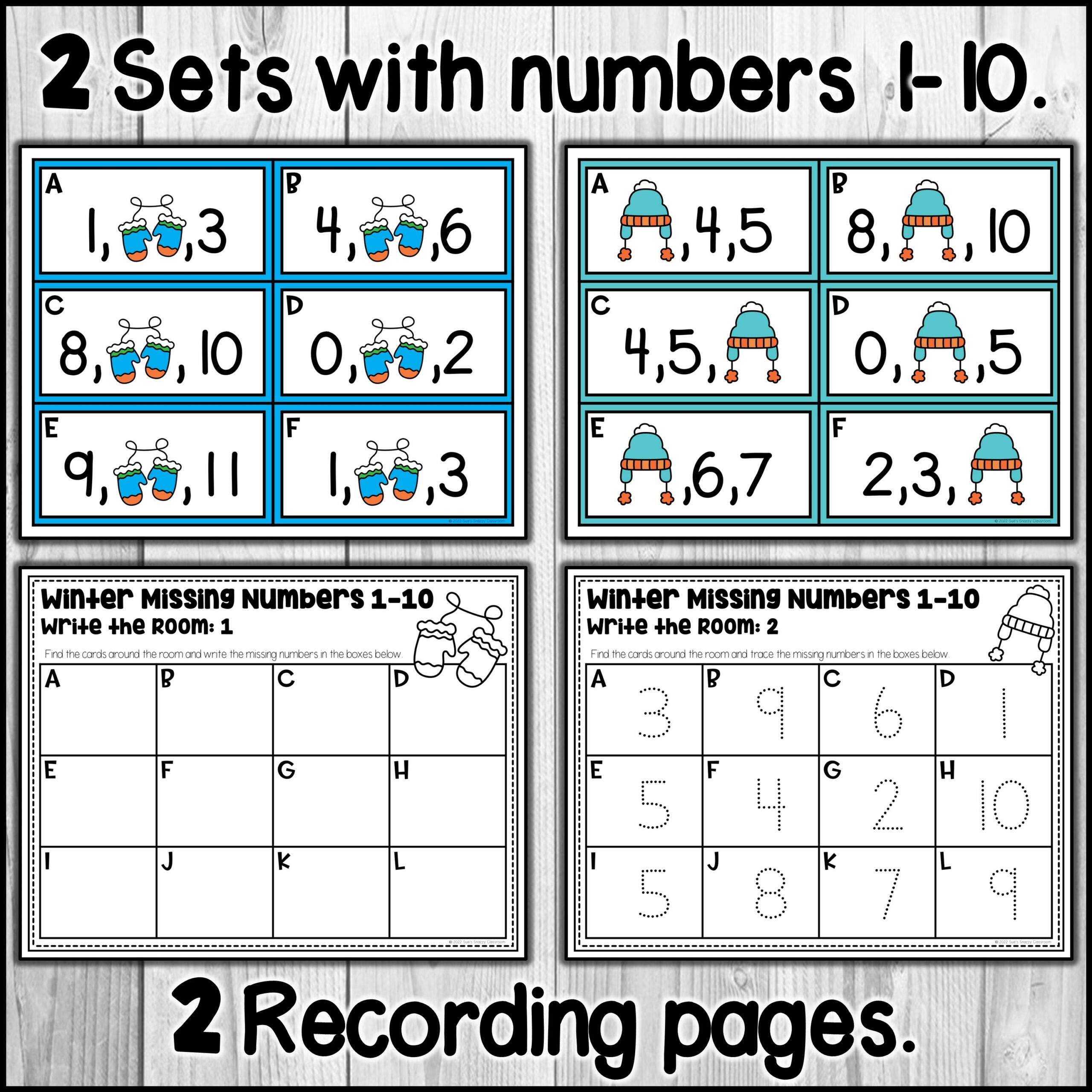Winter Missing Numbers 1 to 20 Write the Room | Math Center | Made By ...
