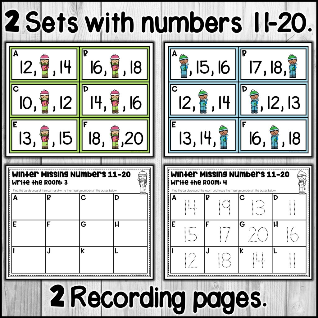 Winter Missing Numbers 1 to 20 Write the Room | Math Center | Made By ...