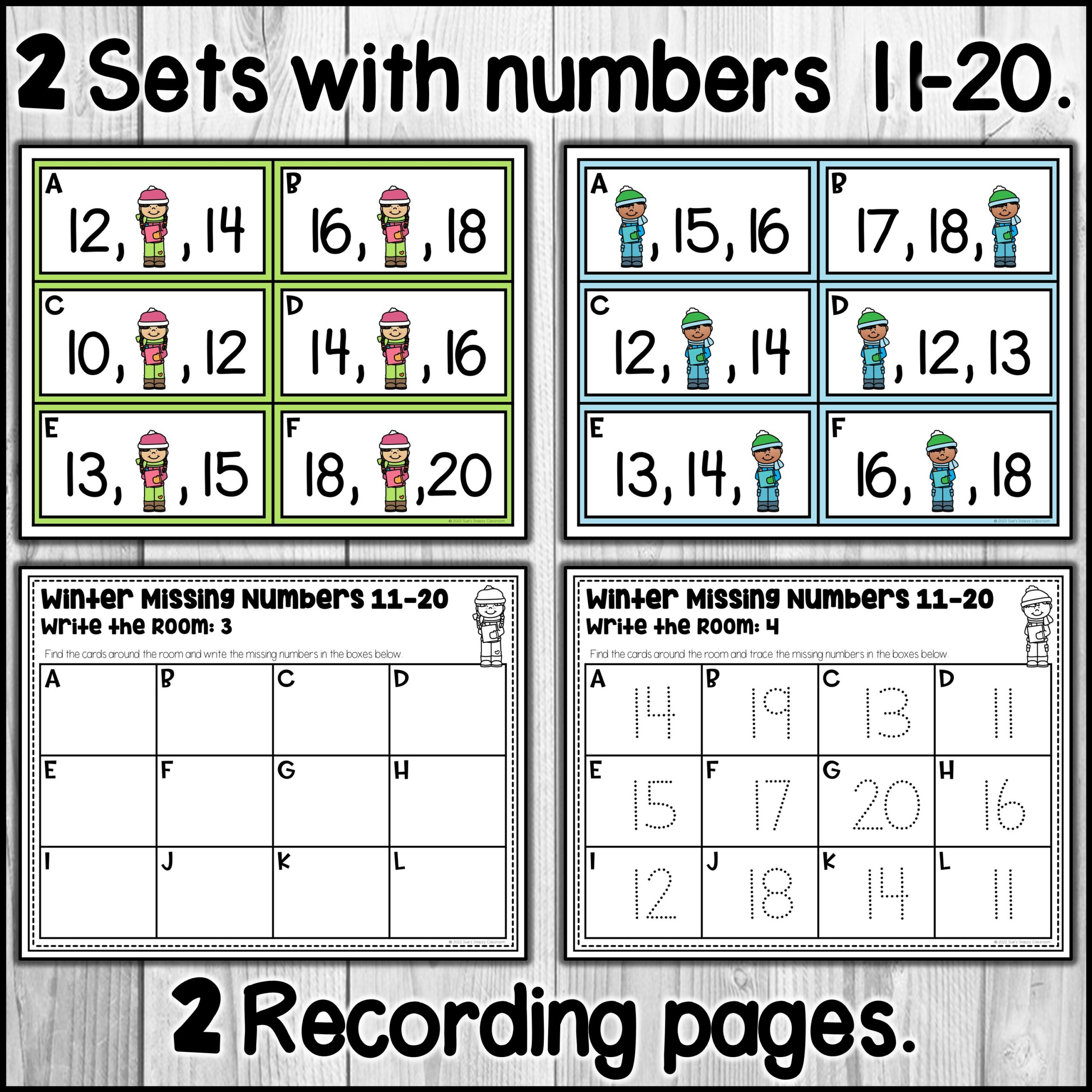 Winter Missing Numbers 1 to 20 Write the Room | Math Center | Made By ...