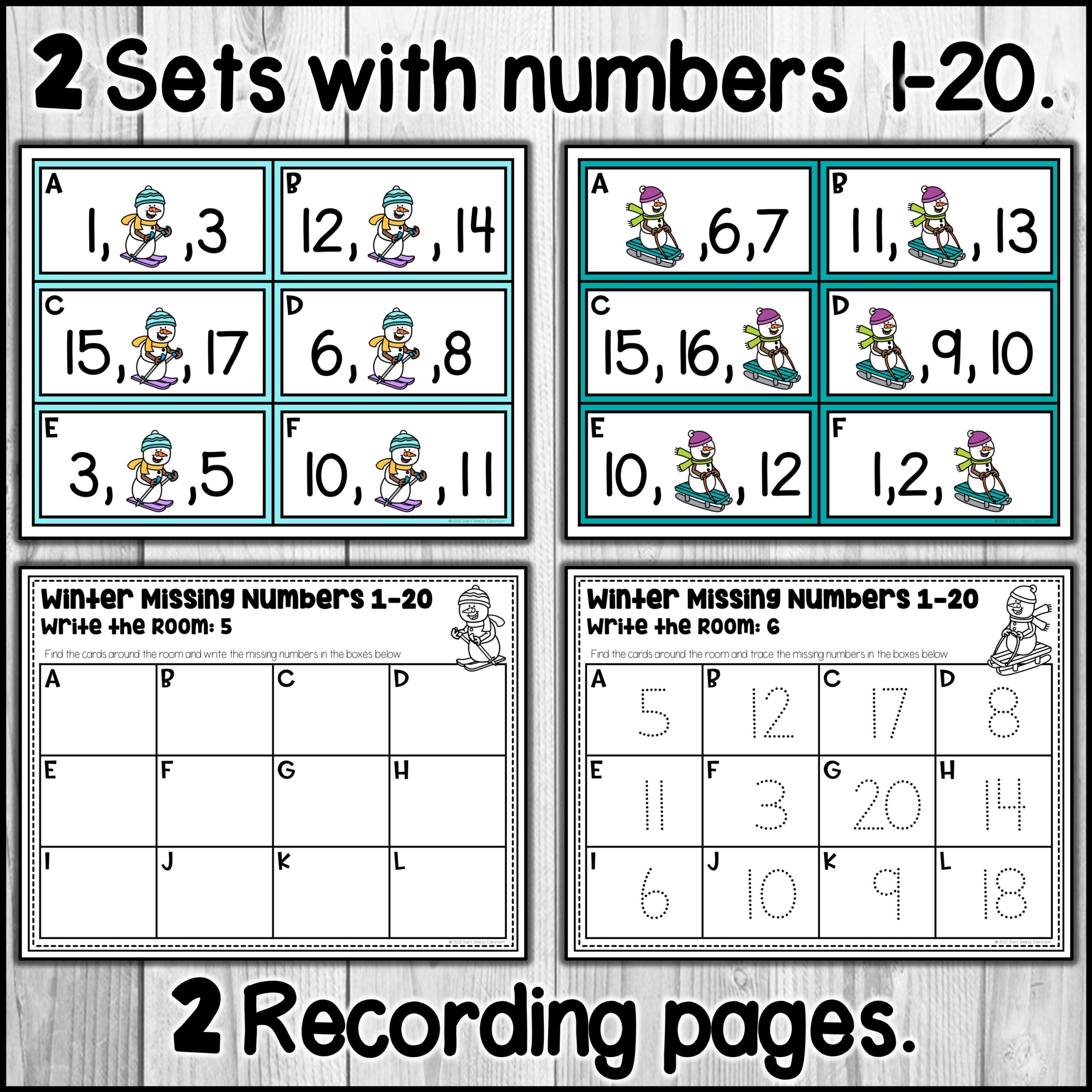 Winter Missing Numbers 1 to 20 Write the Room | Math Center | Made By ...