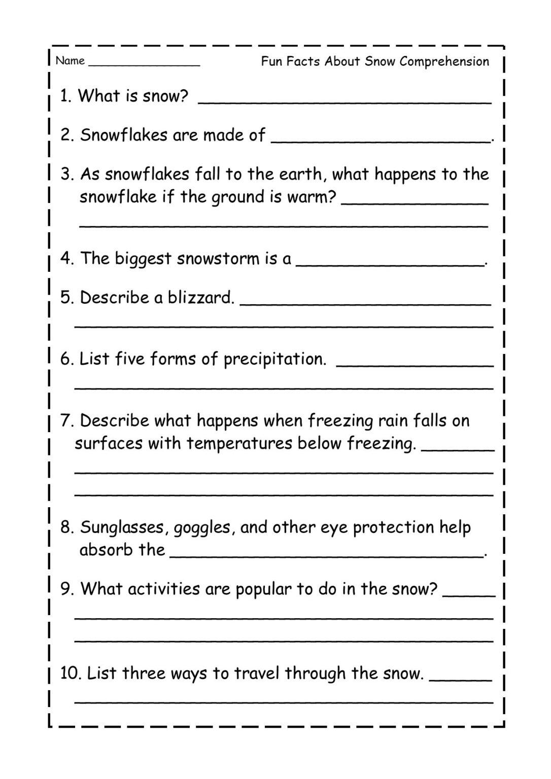 Fun Facts About Snow Mini Book Reading Comprehension | Made By Teachers