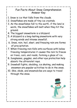 Fun Facts About Snow Mini Book Reading Comprehension | Made By Teachers