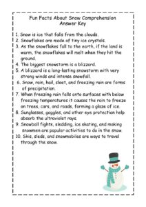 Fun Facts About Snow Reading Comprehension Passage | Made By Teachers