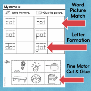 CVC Word Families Worksheets Word Search Read Trace Spell Cut Glue ...