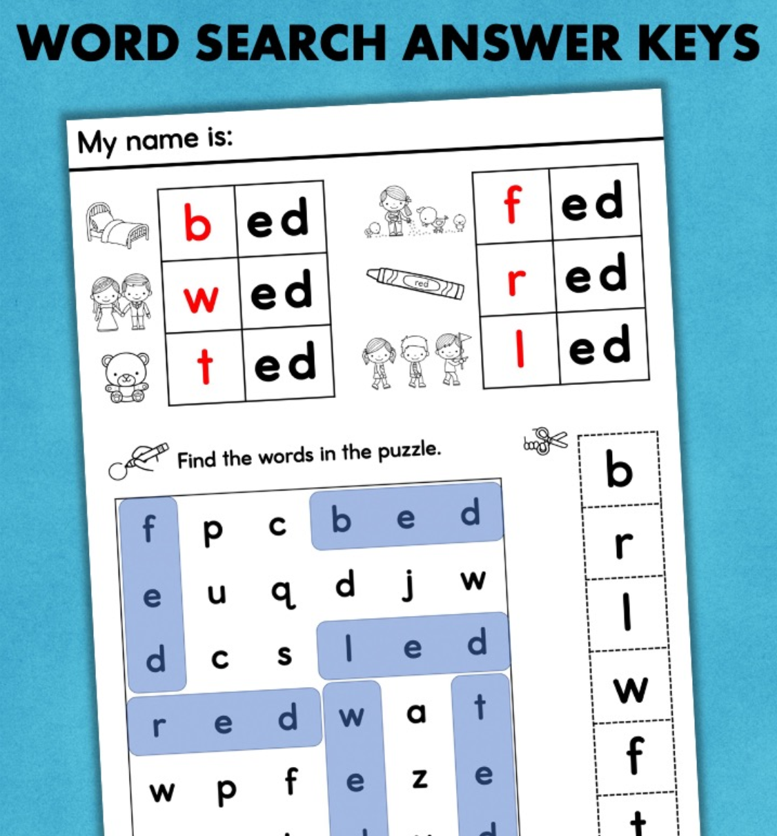 CVC Word Families Worksheets Word Search Read Trace Spell Cut Glue ...