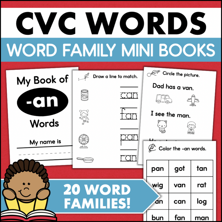 CVC Word Families Mini Books - Read Match Color | Made By Teachers