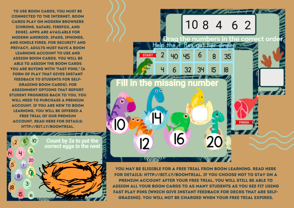 Dinosaur Skip Counting by 2s Digital Boom Card Deck | Made By Teachers