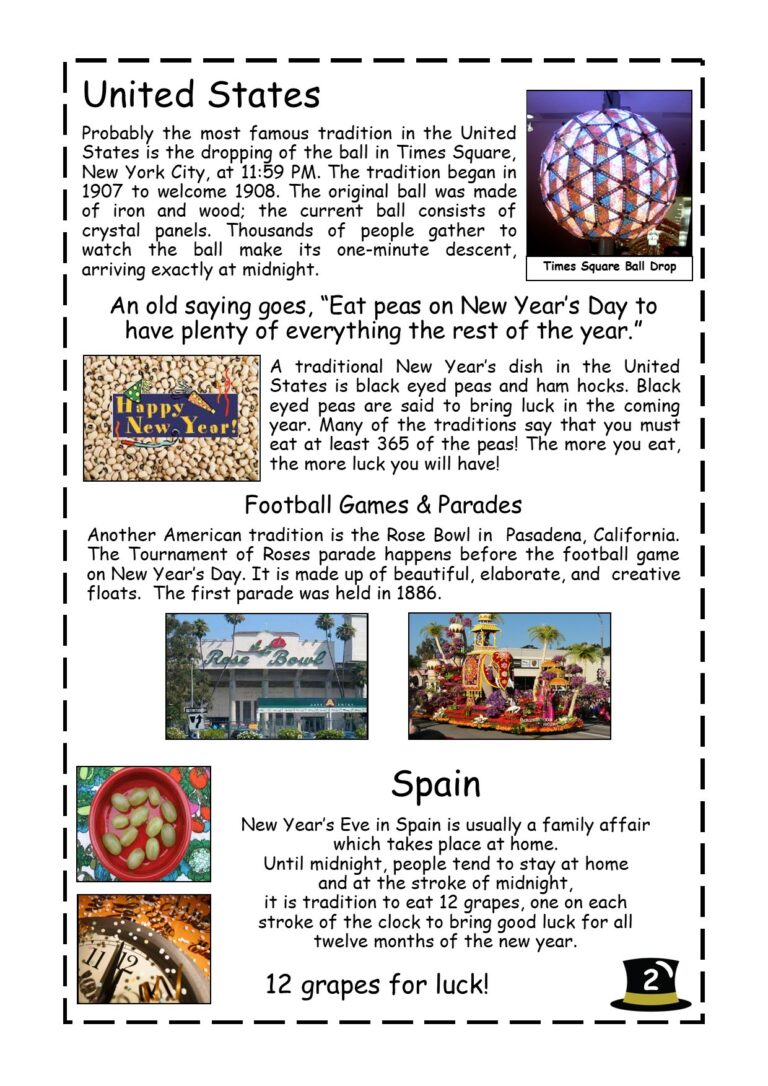 New Year's Celebrations Reading Comprehension Passage | Made By Teachers