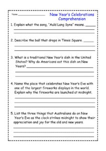 New Year's Celebrations Reading Comprehension Passage | Made By Teachers