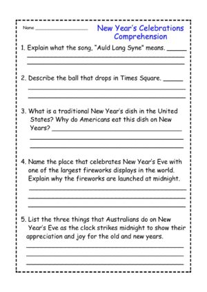 New Year's Celebrations Reading Comprehension Passage | Made By Teachers