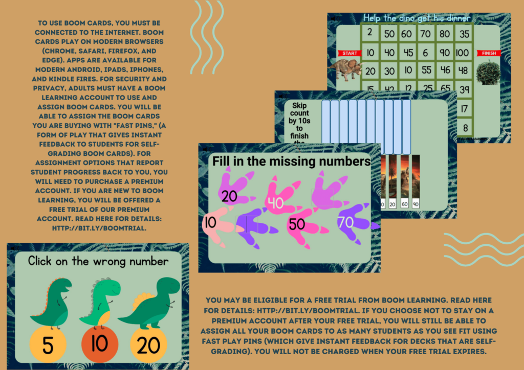 Dinosaur Skip Counting Math Centers & Digital Decks Bundle | Made By ...