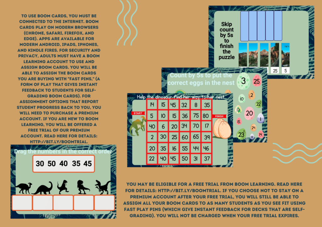 Dinosaur Skip Counting Math Centers & Digital Decks Bundle | Made By ...