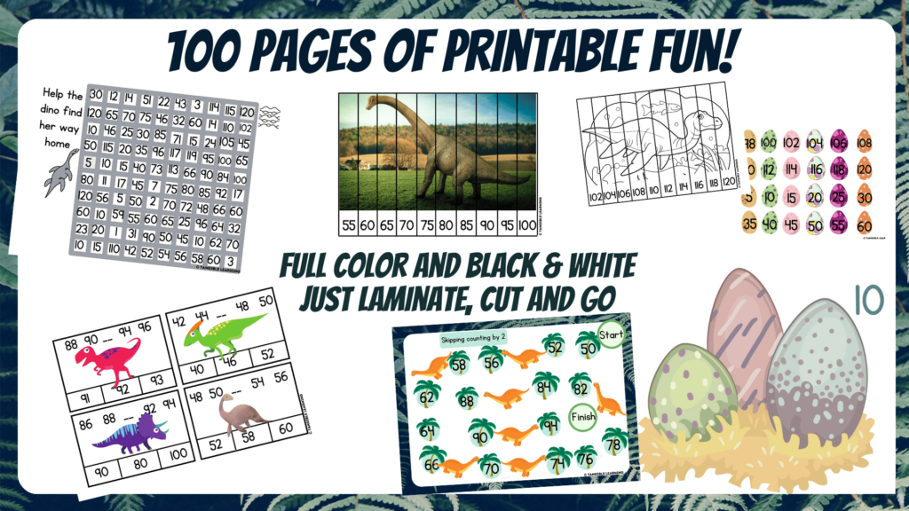 Dinosaur Skip Counting Math Centers & Digital Decks Bundle | Made By ...