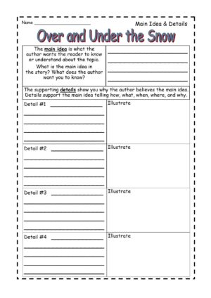 Over and Under the Snow Comprehension Main Idea Summarize Vocabulary ...