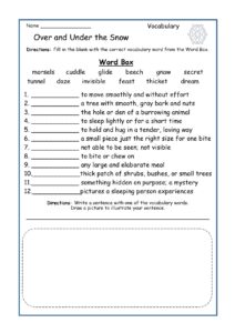 Over and Under the Snow Comprehension Main Idea Summarize Vocabulary ...